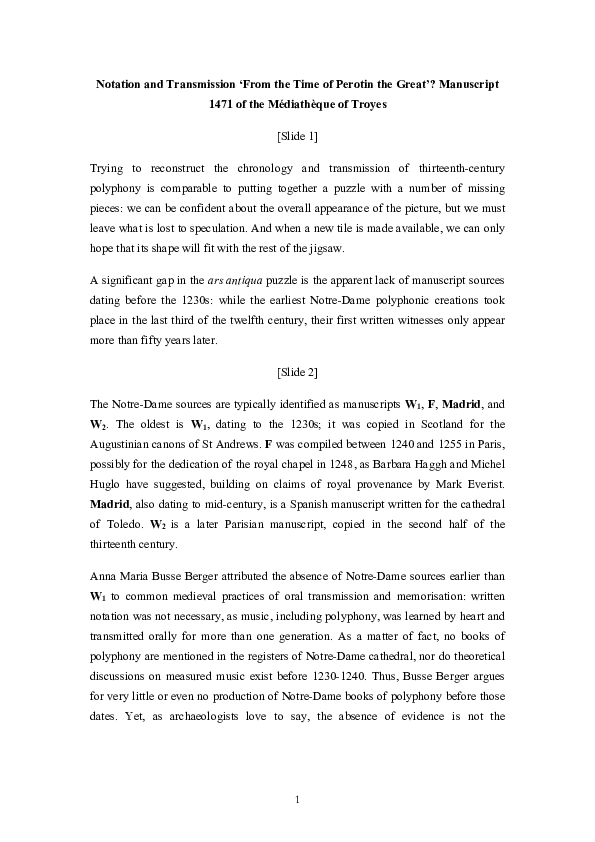 (PDF) Notation and Transmission ‘From the Time of Perotin the Great ...