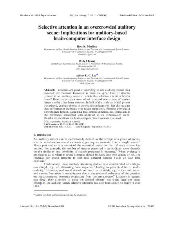 (PDF) Selective attention in an overcrowded auditory scene: Implications for auditory-based ...