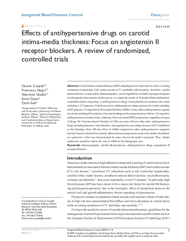 (PDF) Effects of antihypertensive drugs on carotid intima-media ...