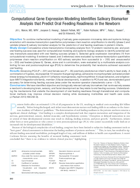 (PDF) Computational Gene Expression Modeling Identifies Salivary ...