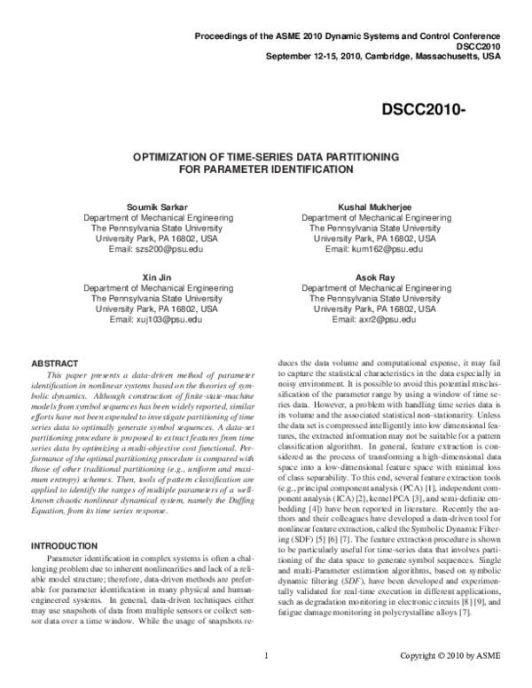 Pdf Optimization Of Time Series Data Partitioning For Parameter