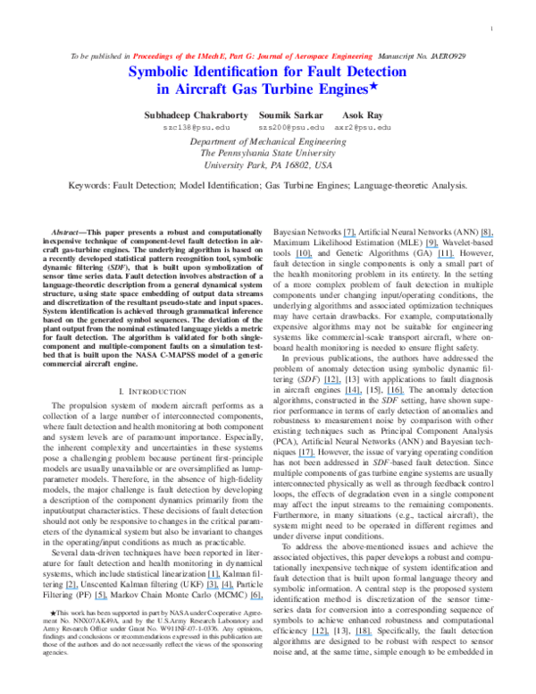Pdf Fault Detection And Isolation In Aircraft Gas Turbine Engines Part 2 Validation On A
