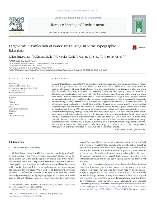 Pdf Large Scale Classification Of Water Areas Using Airborne