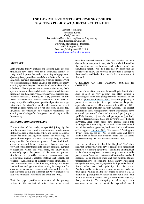 (PDF) Use of simulation to determine cashier staffing policy at a ...