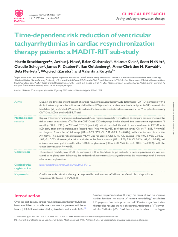 (PDF) Time-dependent risk reduction of ventricular tachyarrhythmias in ...