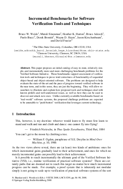 (PDF) Incremental Benchmarks for Software Verification Tools and Techniques