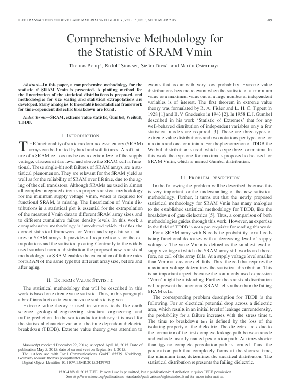 (PDF) Comprehensive Methodology for the Statistic of SRAM Vmin