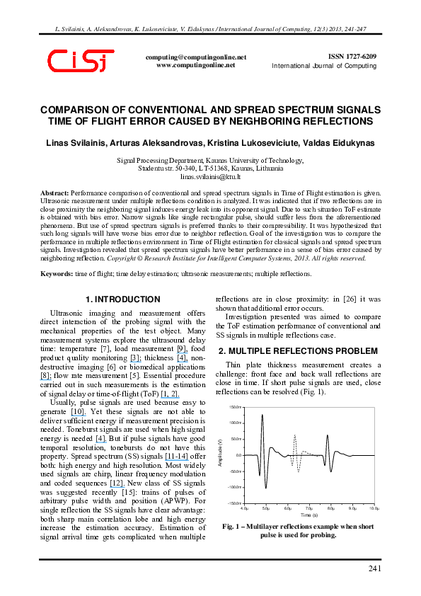 (PDF) Comparison of Conventional and Spread Spectrum Signals Time of Flight Error Caused by ...