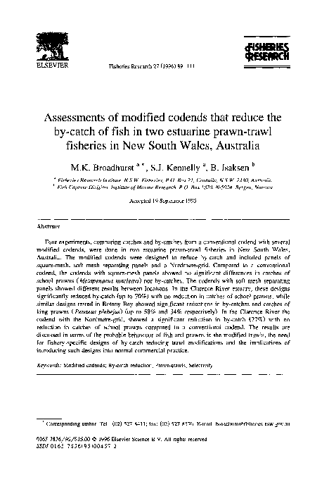 (PDF) Assessments of modified codends that reduce the by-catch of fish ...