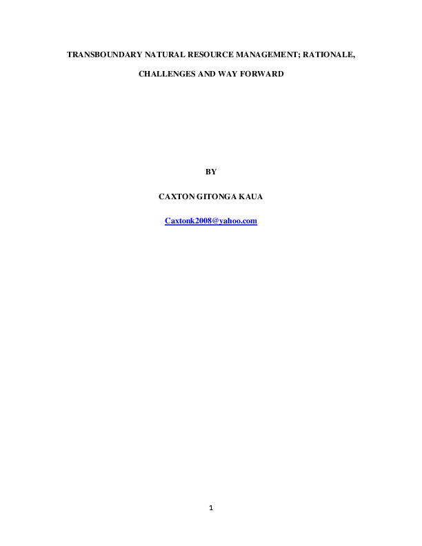 (PDF) Transboundary natural resource management; Rationale, challenges ...