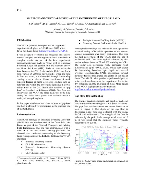 (PDF) GAP FLOW AND VERTICAL MIXING AT THE SOUTHERN END OF THE GSL BASIN
