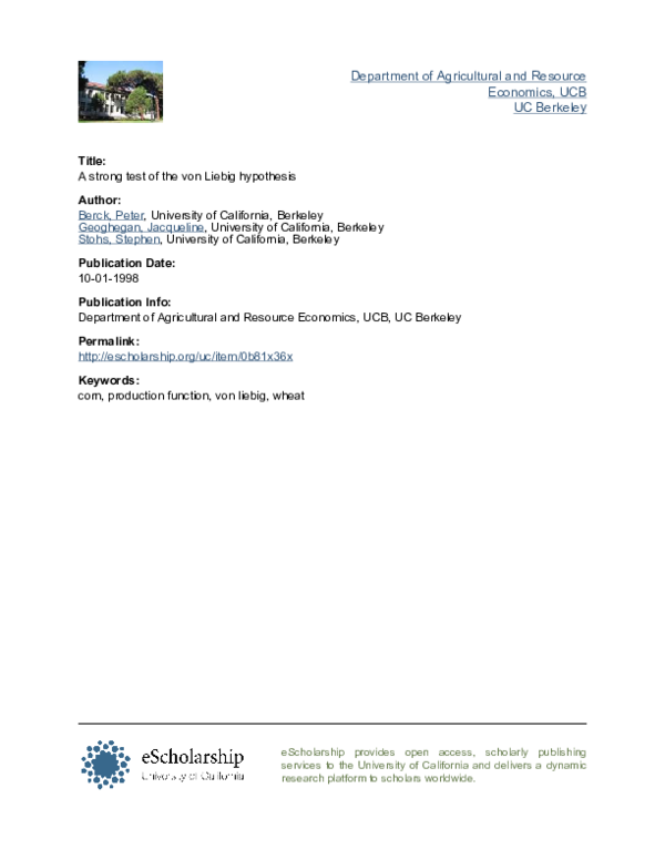 (PDF) A Strong Test of the von Liebig Hypothesis