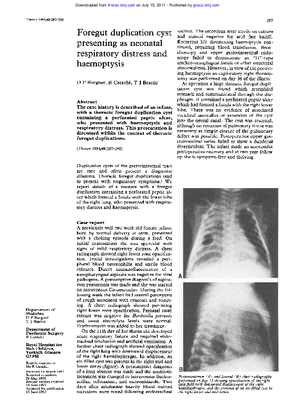 (PDF) Foregut duplication cyst presenting as neonatal respiratory ...