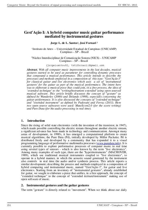 (PDF) Gest'Ação I: A hybrid computer music guitar performance mediated ...