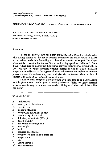 (PDF) Thermoelastic instability in a seal-like configuration
