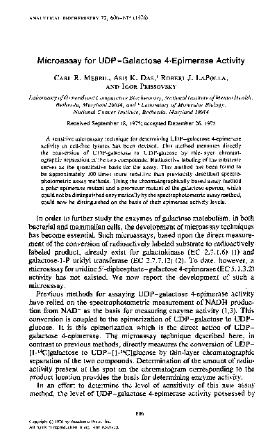 (PDF) Microassay for UDP-galactose 4-epimerase activity