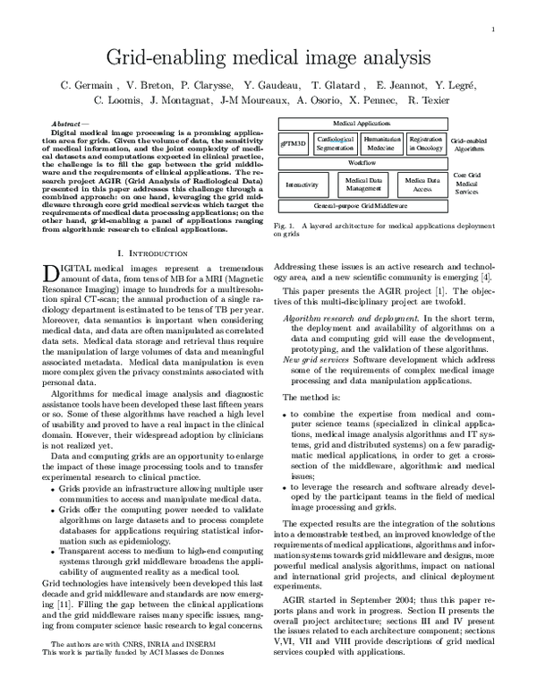 (PDF) Grid-enabling medical image analysis