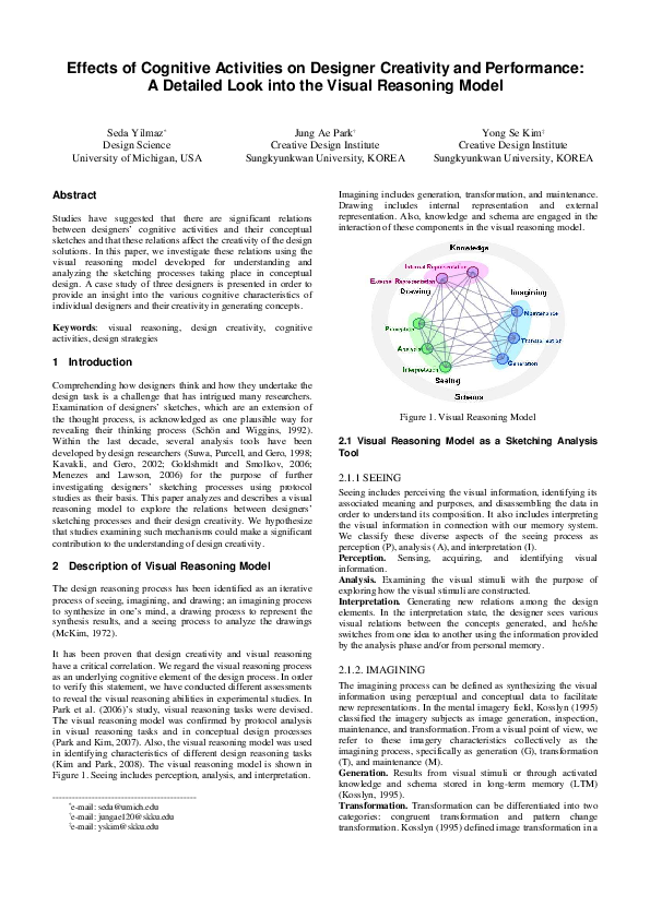 (PDF) Effects of cognitive activities on designer creativity and performance: A detailed look ...