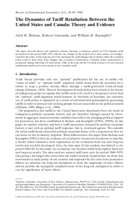 (PDF) The Dynamics of Tariff Retaliation Between the United States and ...