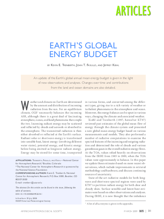 (PDF) Earth's Global Energy Budget