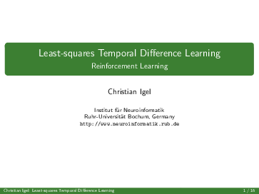 (PDF) Incremental least-squares temporal difference learning
