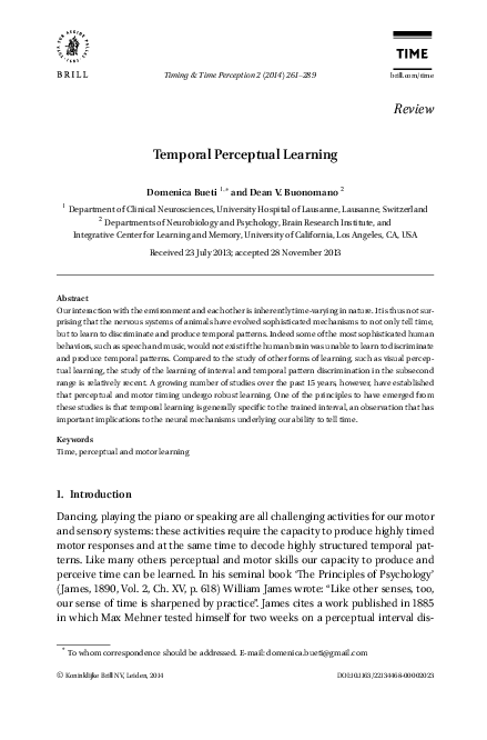 (PDF) Temporal Perceptual Learning