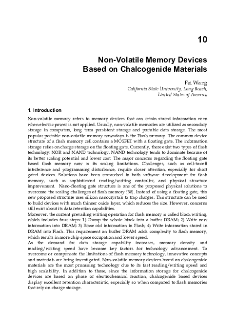 (PDF) Non-Volatile Memory Devices Based on Chalcogenide Materials | Xiaolong Wu - Academia.edu