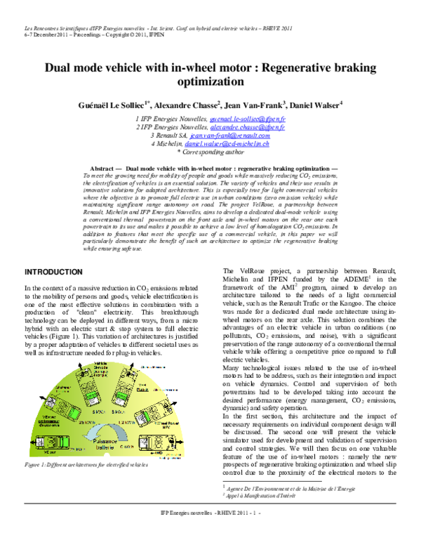 (PDF) Dual Mode Vehicle with In-Wheel Motor: Regenerative Braking Optimization