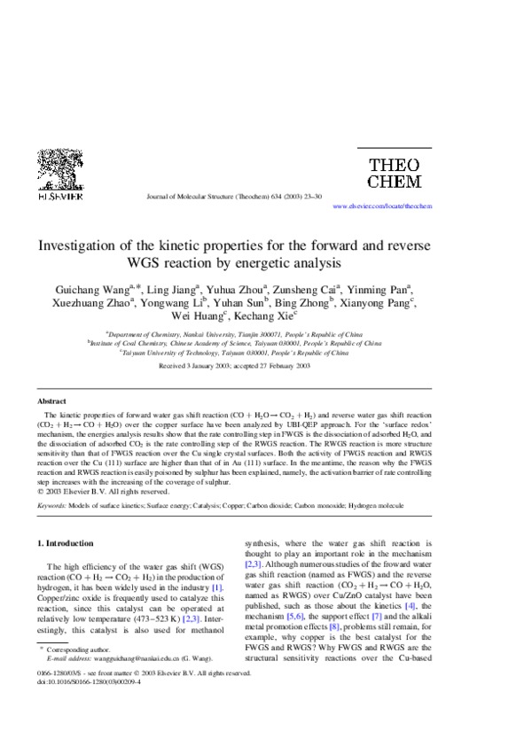 (PDF) Investigation of the kinetic properties for the forward and ...