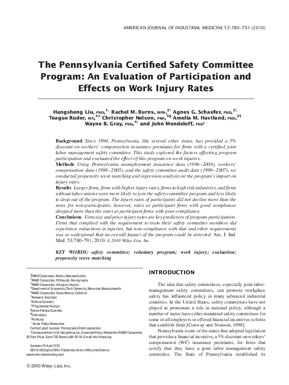 (PDF) The Pennsylvania Certified Safety Committee Program: An ...