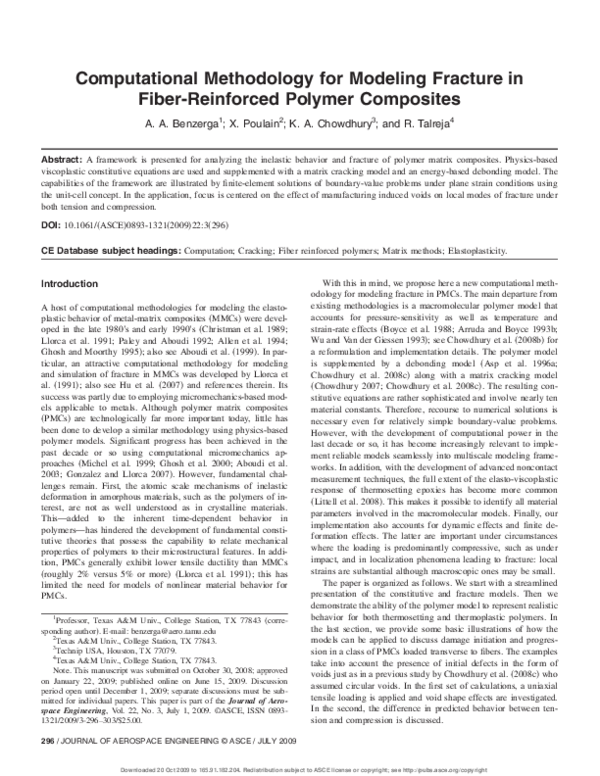Pdf Computational Methodology For Modeling Fracture In Fiber Reinforced Polymer Composites