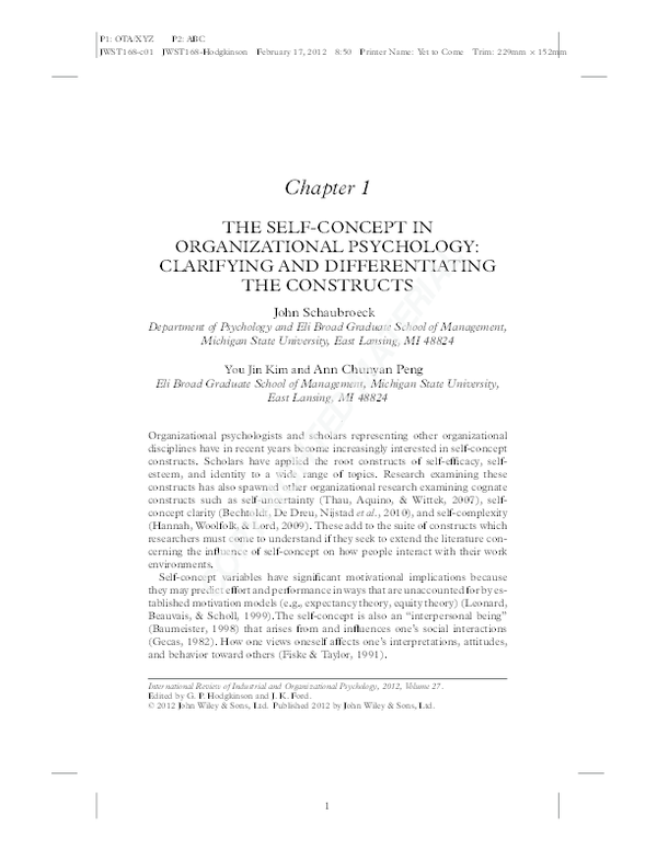 (PDF) The self-concept in organizational psychology: Clarifying and ...