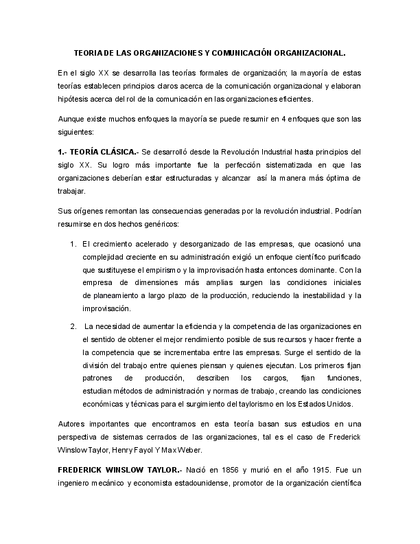 (DOC) TEORIA DE LAS ORGANIZACIONES Y COMUNICACION ORGANIZACIONAL