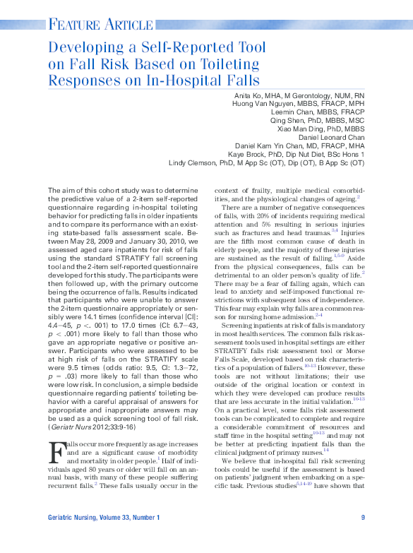 (PDF) Developing a Self-Reported Tool on Fall Risk Based on Toileting ...