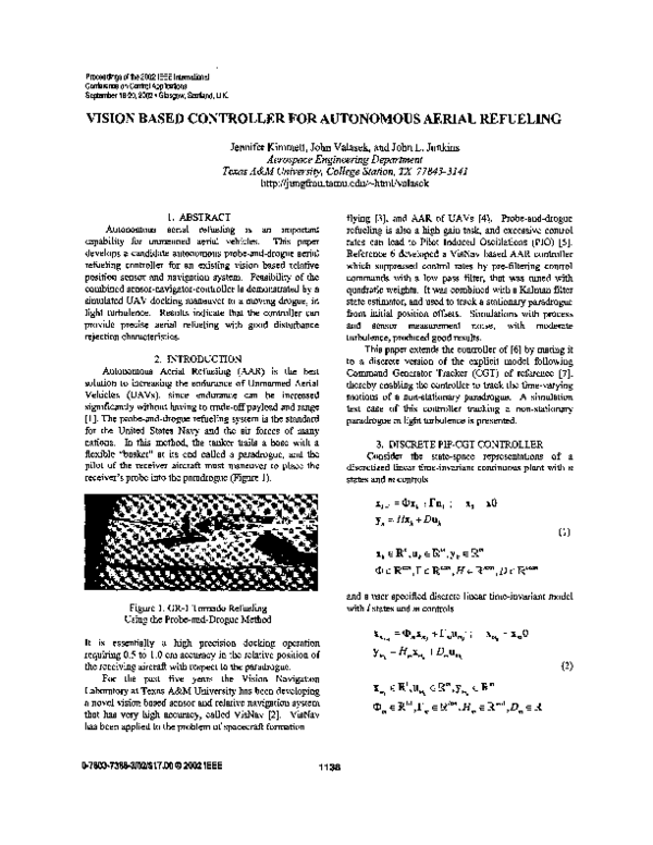 (PDF) Vision based controller for autonomous aerial refueling