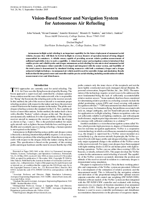 (PDF) Vision-Based Sensor and Navigation System for Autonomous Air ...