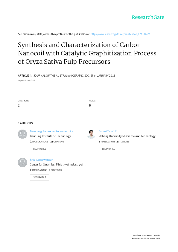 (PDF) Synthesis and Characterization of Carbon Nanocoil with Catalytic ...