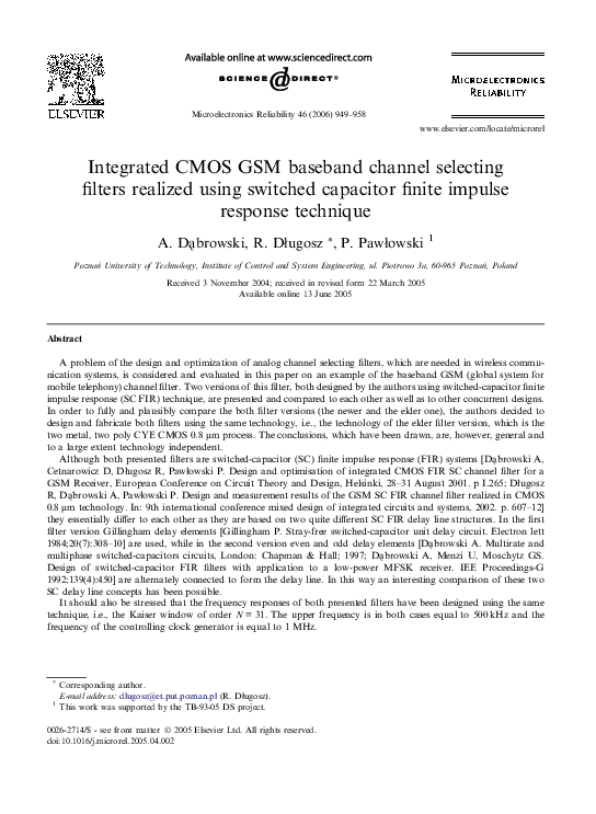 (PDF) Integrated CMOS GSM baseband channel selecting filters realized ...