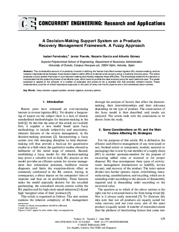 (PDF) A Decision-Making Support System on a Products Recovery ...