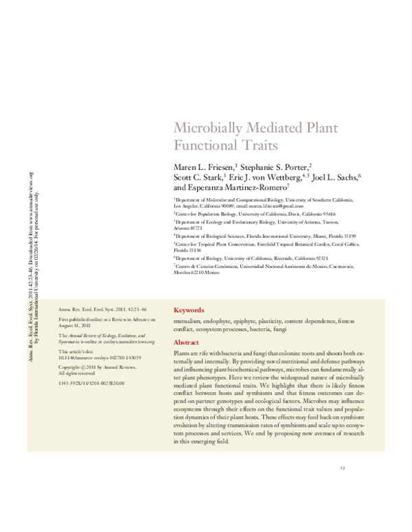(PDF) Microbially Mediated Plant Functional Traits