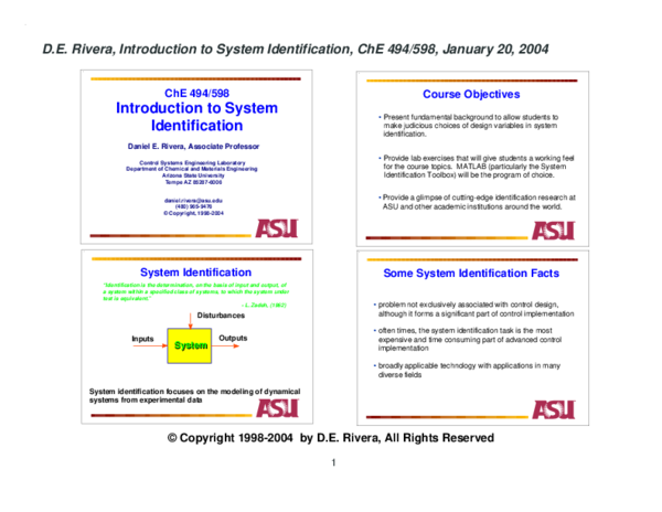 (PDF) Introduction to System Identification