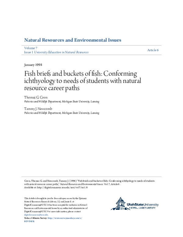 (PDF) Fish briefs and buckets of fish: Conforming ichthyology to needs ...