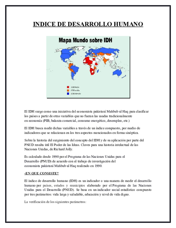 (DOC) INDICE DE DESARROLLO HUMANO