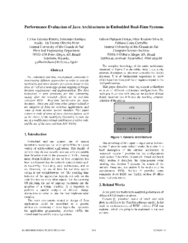 (PDF) Performance Evaluation of Java Architectures in Embedded Real-Time Systems