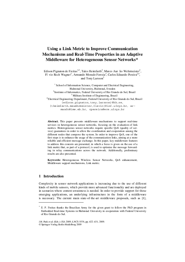 (PDF) Using a Link Metric to Improve Communication Mechanisms and Real-Time Properties in an ...