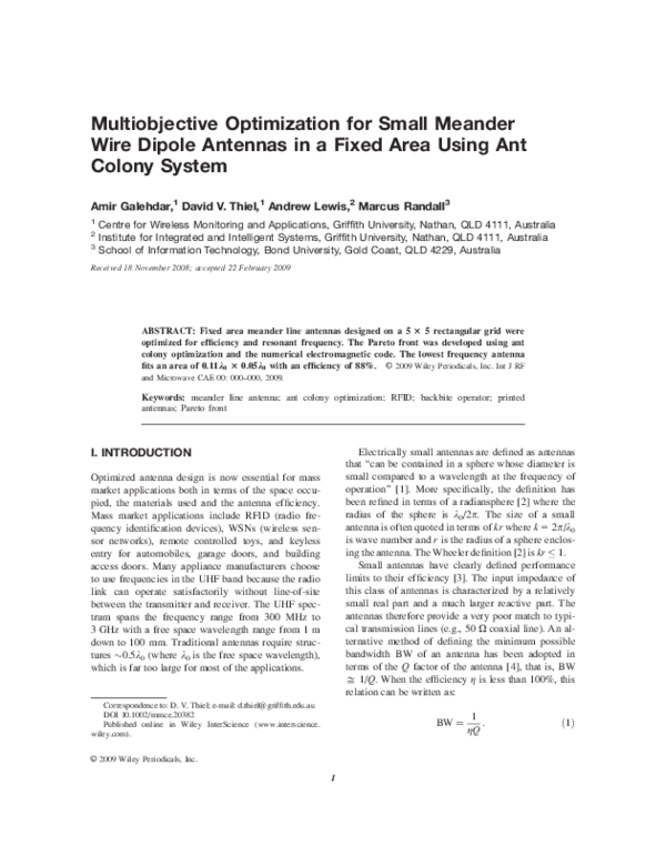 (PDF) Multiobjective optimization for small meander wire dipole antennas in a fixed area using ...