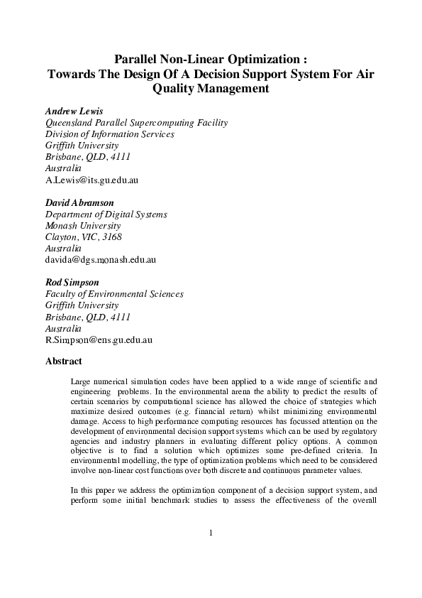 (PDF) Parallel non-linear optimization