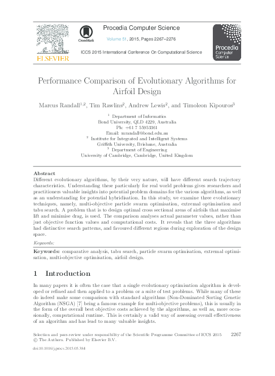 Pdf Performance Comparison Of Evolutionary Algorithms For Airfoil Design