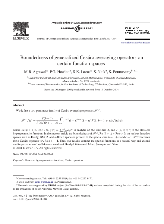 (PDF) Boundedness of generalized Cesáro averaging operators on certain function spaces | Phil ...