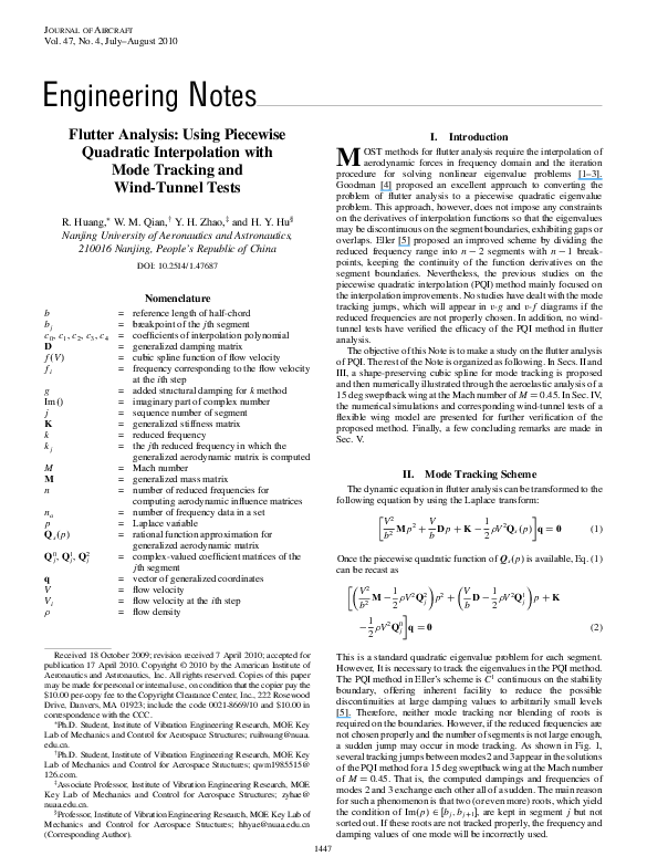 Pdf Flutter Analysis Using Piecewise Quadratic Interpolation With